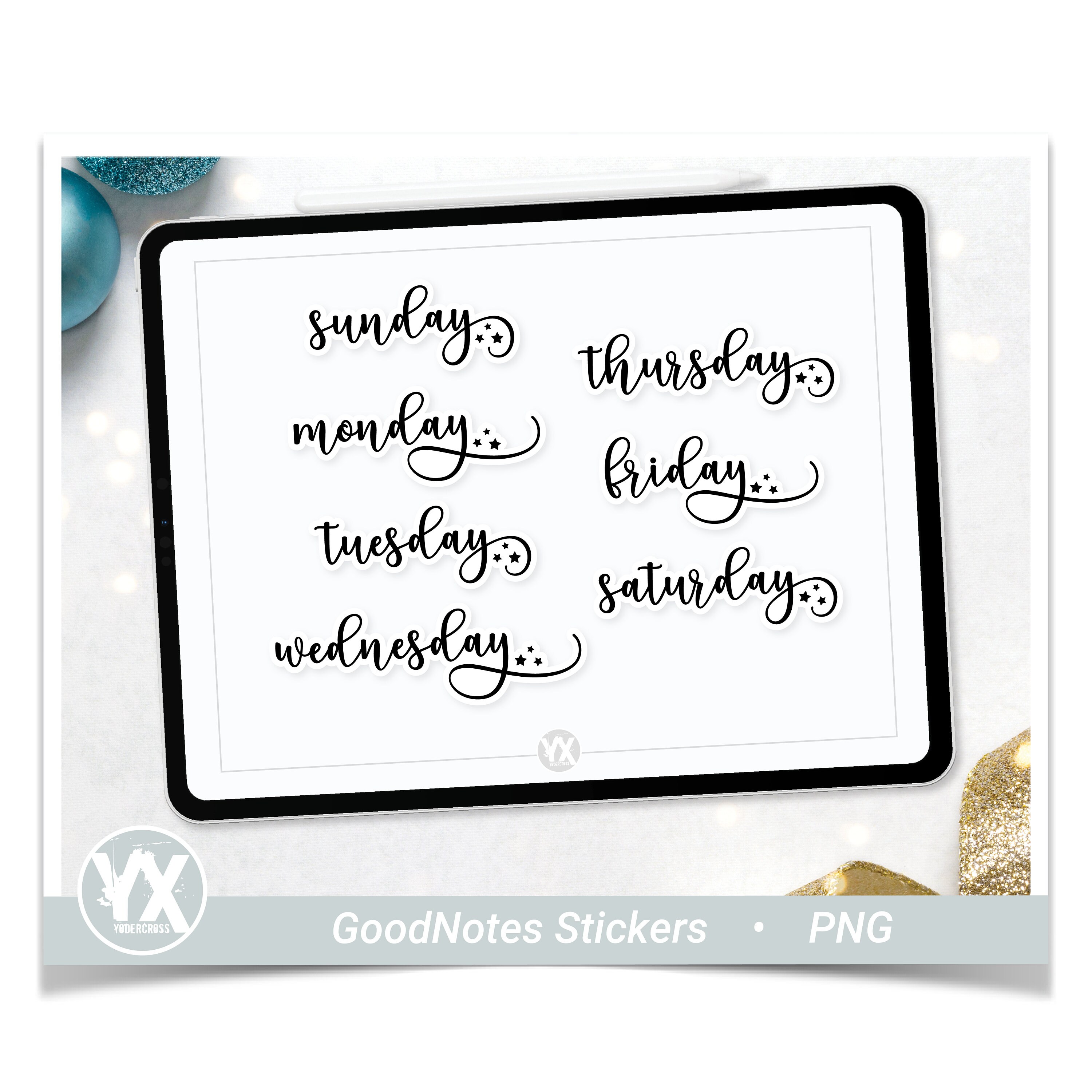 Days and Months Digital Planner Stickers Goodnotes and PNG | Etsy