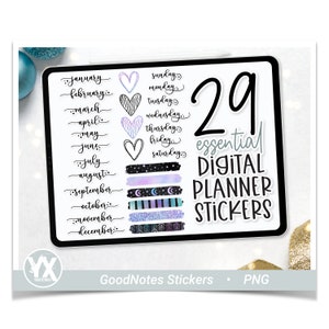 Days and Months Digital Planner Stickers Goodnotes and PNG | Etsy