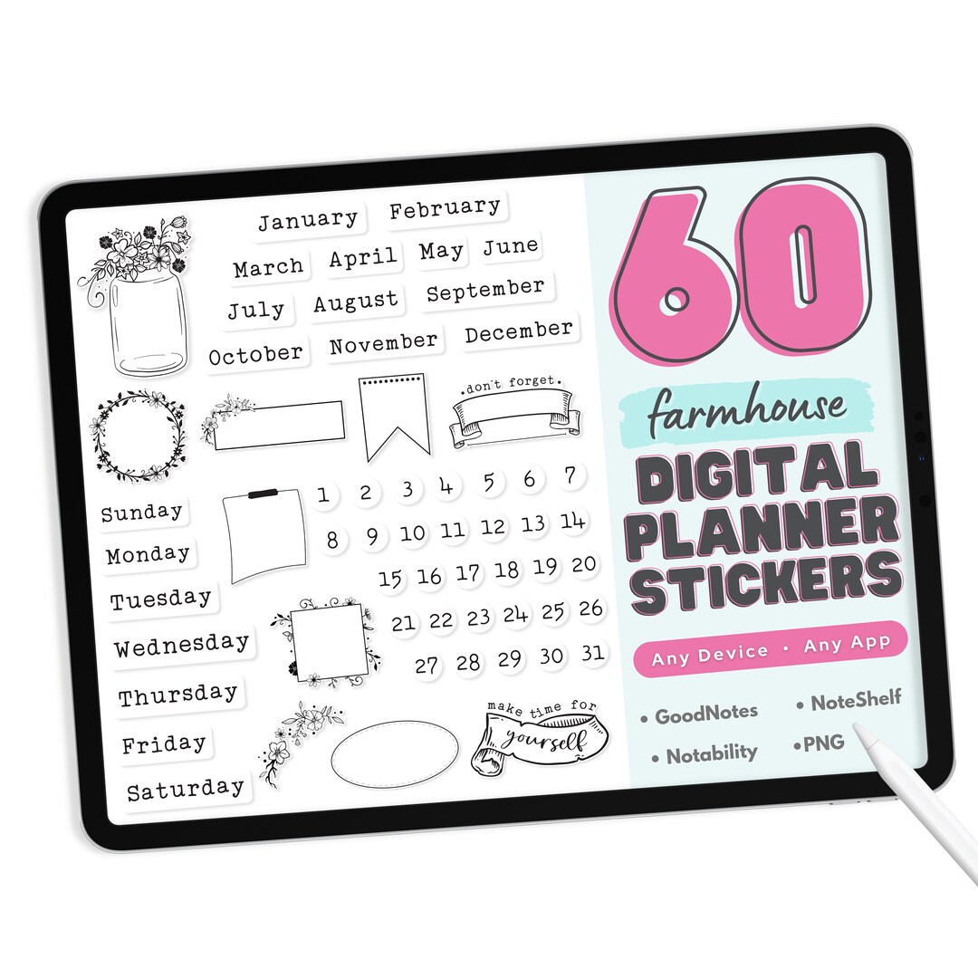 Rustic Digital Planner Stickers - PNG Digital Planner Stickers ...