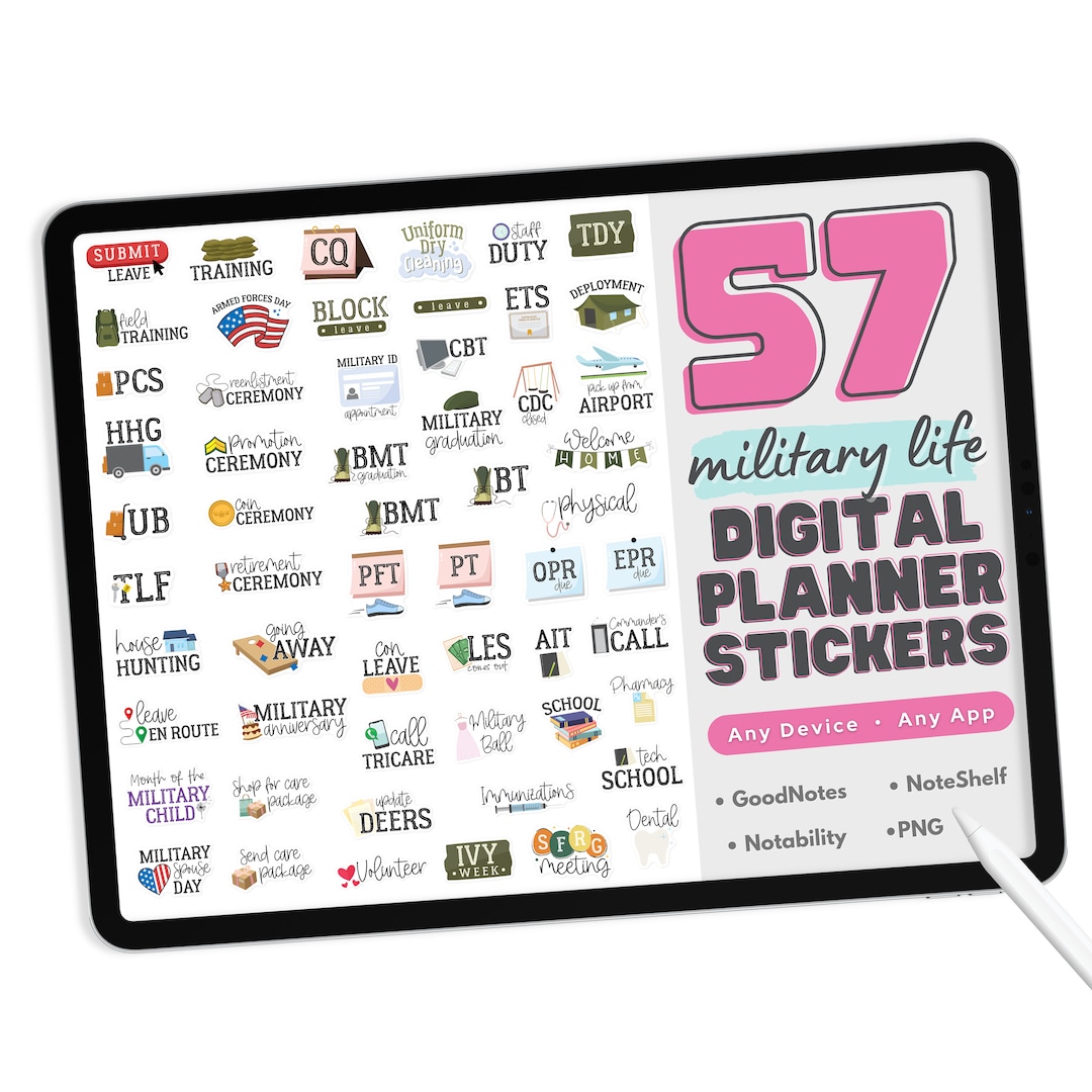 Military Digital Planner Stickers - PNG Digital Stickers, Compatible ...