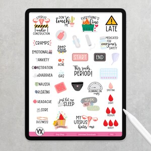 Period Digital Planner Stickers - PNG Digital Stickers, Compatible With ...