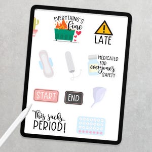 Period Digital Planner Stickers - PNG Digital Stickers, Compatible With ...
