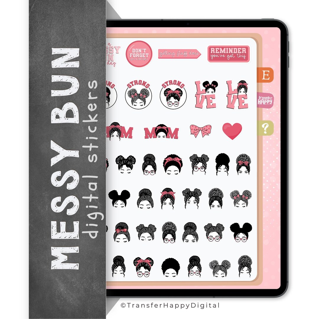 41 Messy Bun Digital Stickers, Compatible With ANY Digital Planner App ...