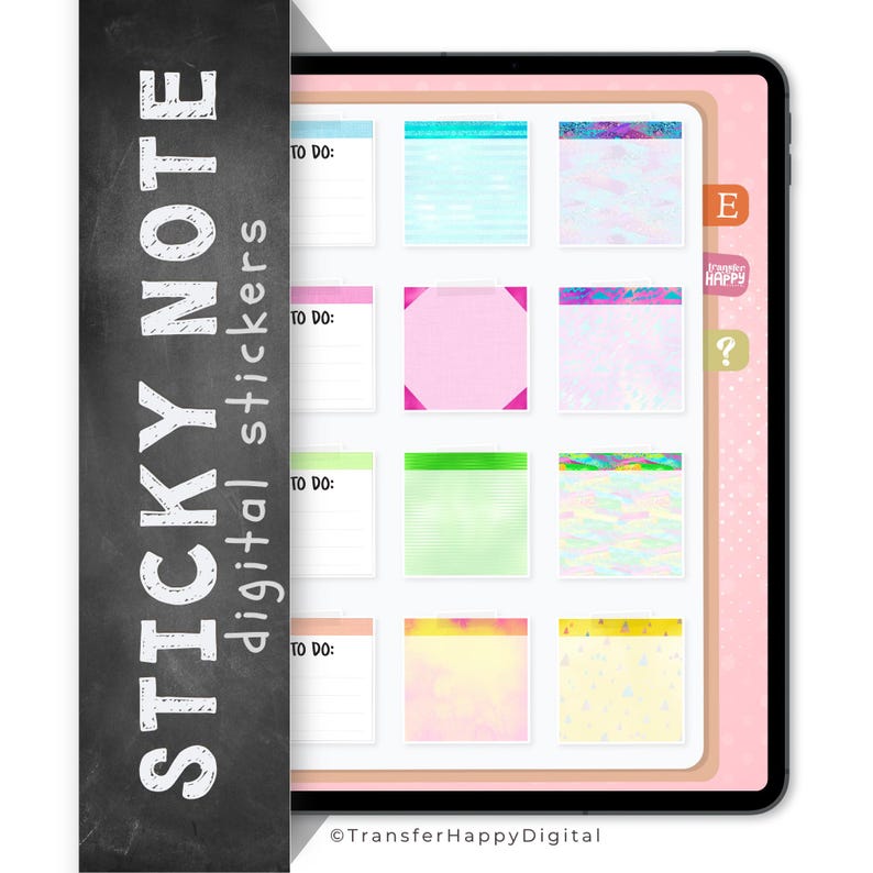 12 Sticky Note Digital Stickers, Compatible With ANY Digital Planner ...
