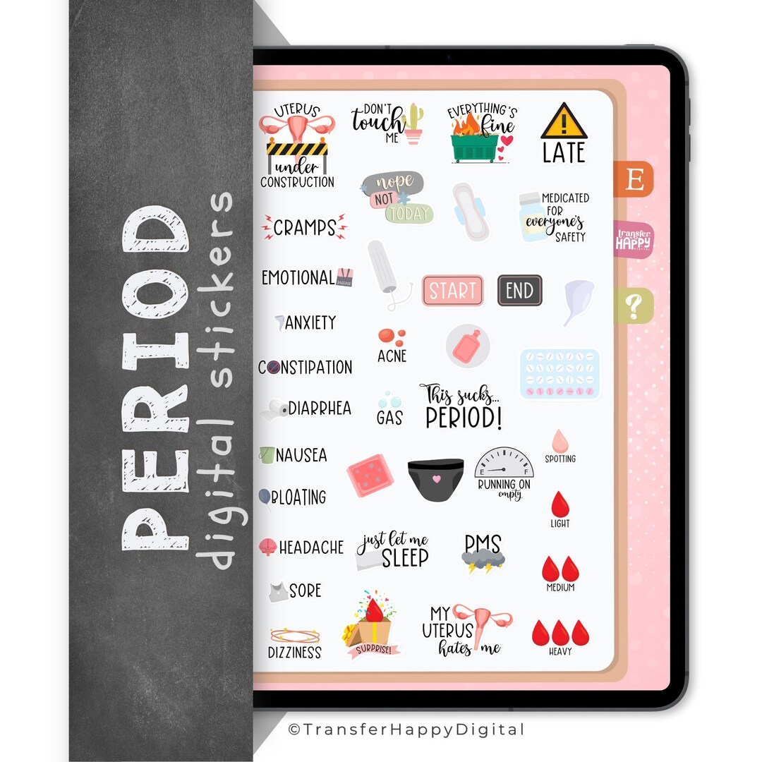 37 Period & Menstruation Digital Stickers, Compatible With ANY Digital ...