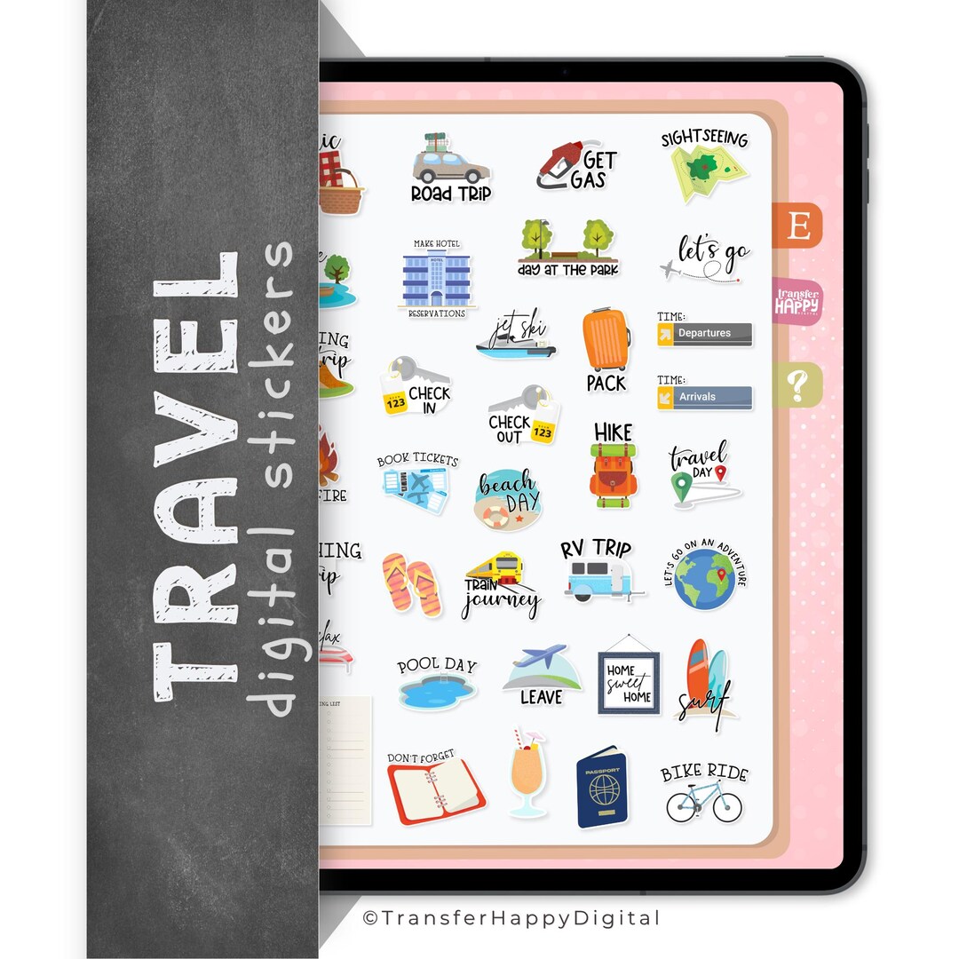 35 Travel & Adventure Digital Stickers, Compatible With ANY Digital ...