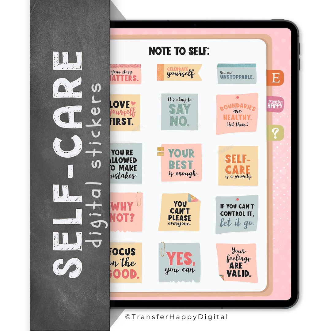 16 Self-care & Note-to-self Digital Stickers, Compatible With ANY ...
