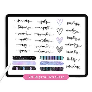 Days and Months Digital Planner Stickers - PNG Digital Stickers ...