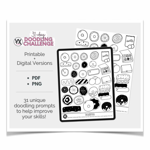 Doodling Challenge 31 Daily Doodling Prompts Unique - Etsy