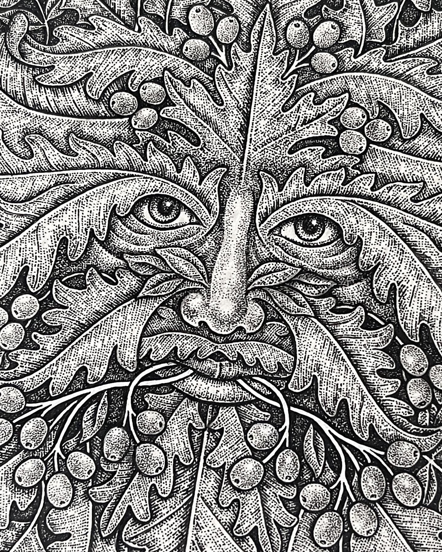 The Green Man Illustration A4 Print - Folklore Print - Nature Print ...