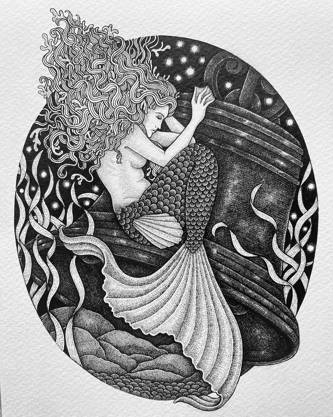 The Mermaid of Marden A4 Illustration Print - Folktale - Mythology - UK ...