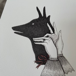 Deer Hand Shadow Puppet A5 Print Victorian Shadow Puppets Mini Print ...