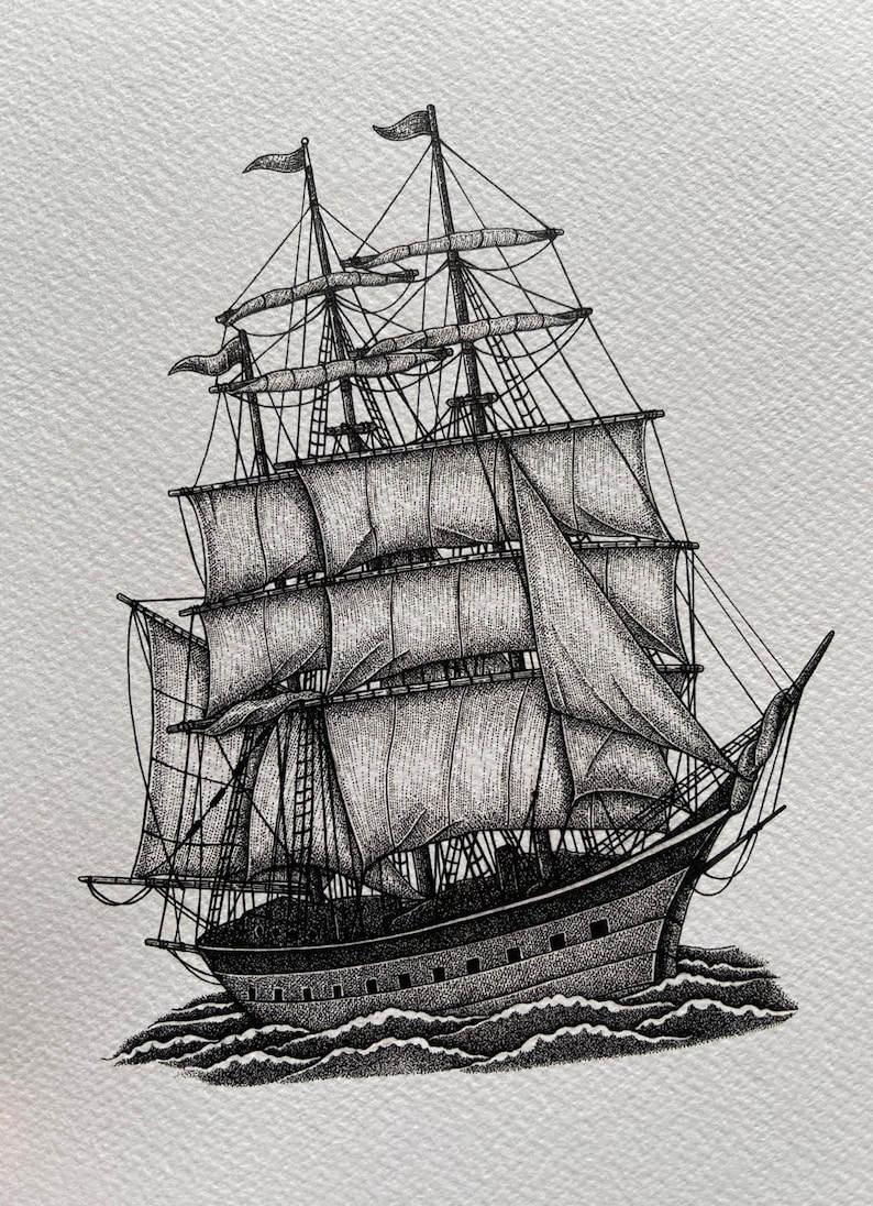 Packet Ship Nautical Print Sailing Ship Print Boat Wall | Etsy