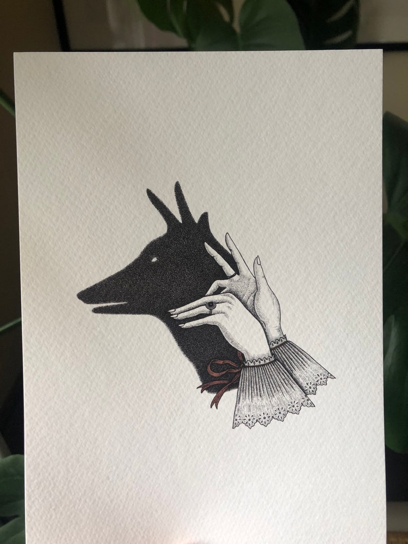 Deer Hand Shadow Puppet A5 Print Victorian shadow puppets | Etsy