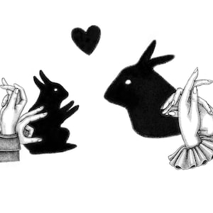 Rabbit Hand Shadow Puppet A5 Print Victorian Hand Shadow Puppets ...