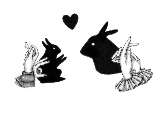 Rabbits Hand Shadow Puppet A5 Print | Etsy
