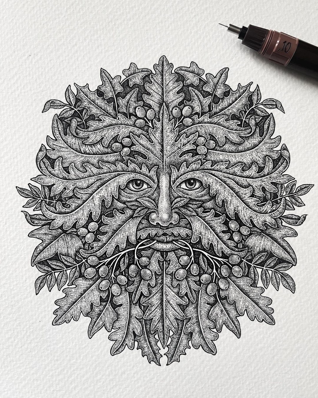 The Green Man Illustration A4 Print - Folklore Print - Nature Print ...