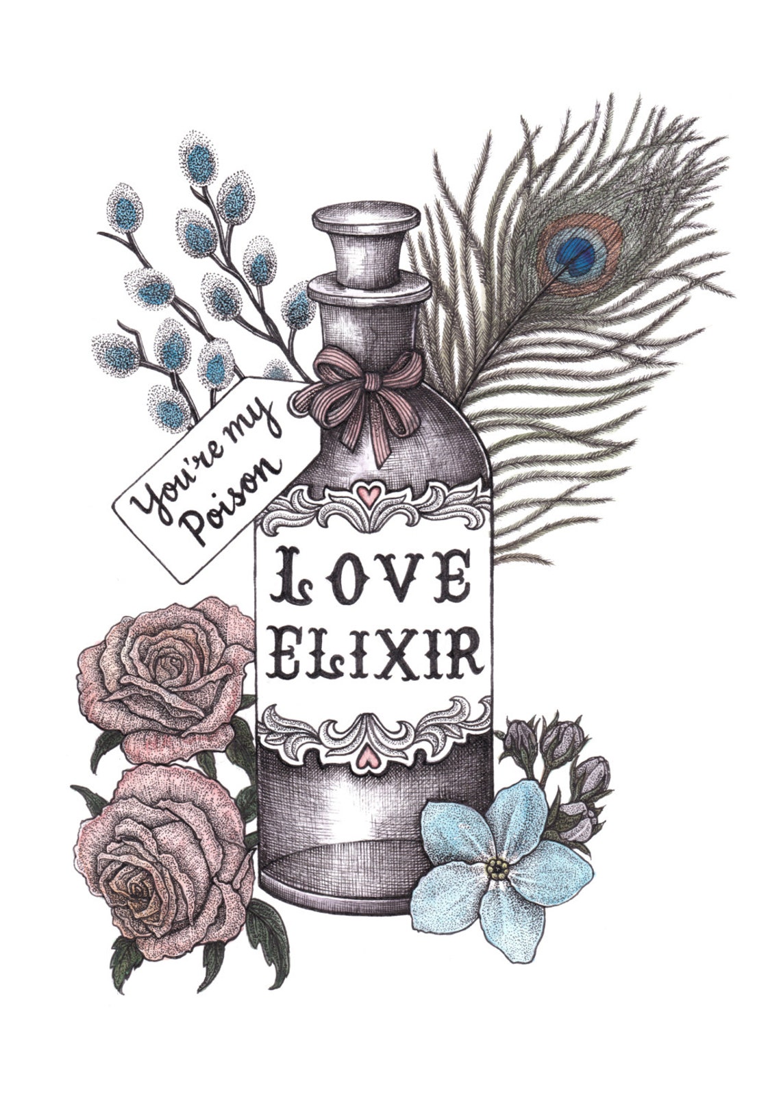 Love Elixir Love Potion Vintage Bottle Apothecary - Etsy