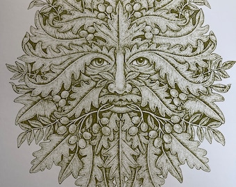 The Green Man Illustration Art Print - Etsy