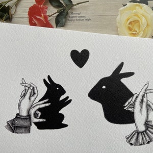 Rabbit Hand Shadow Puppet A5 Print Victorian Hand Shadow Puppets ...