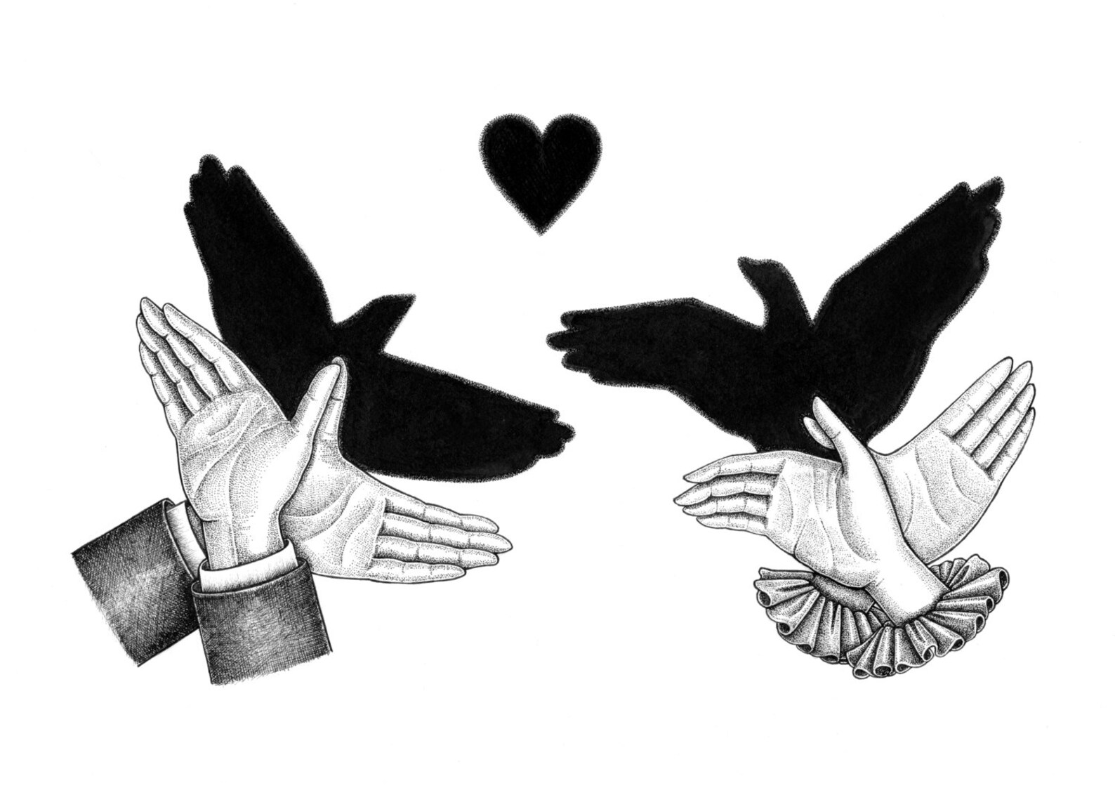 Lovebirds Victorian Hand Shadow Puppets Print Shadow | Etsy