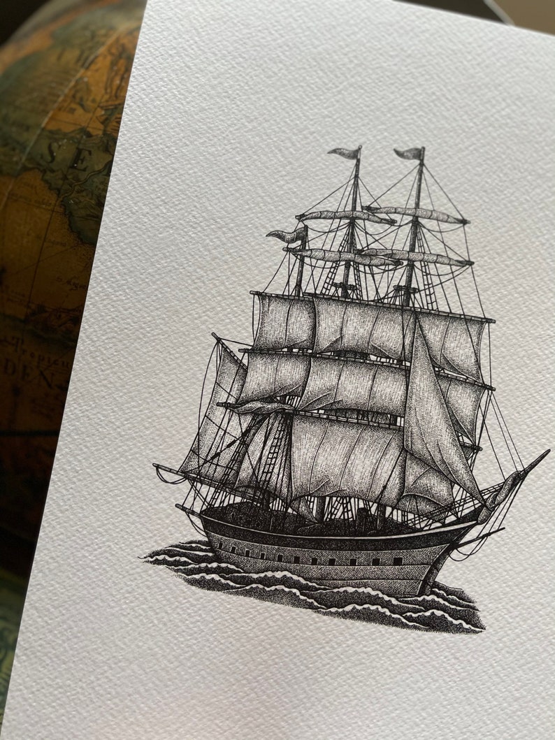 Packet Ship Nautical Print Sailing Ship Print Boat Wall - Etsy