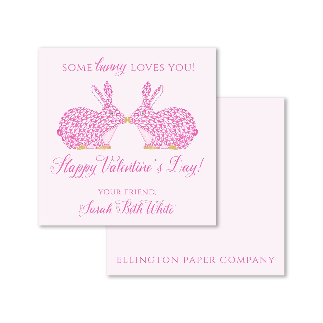 Pink Love Bunnies Valentine Enclosure Cards and Stickers, Gift Sticker ...