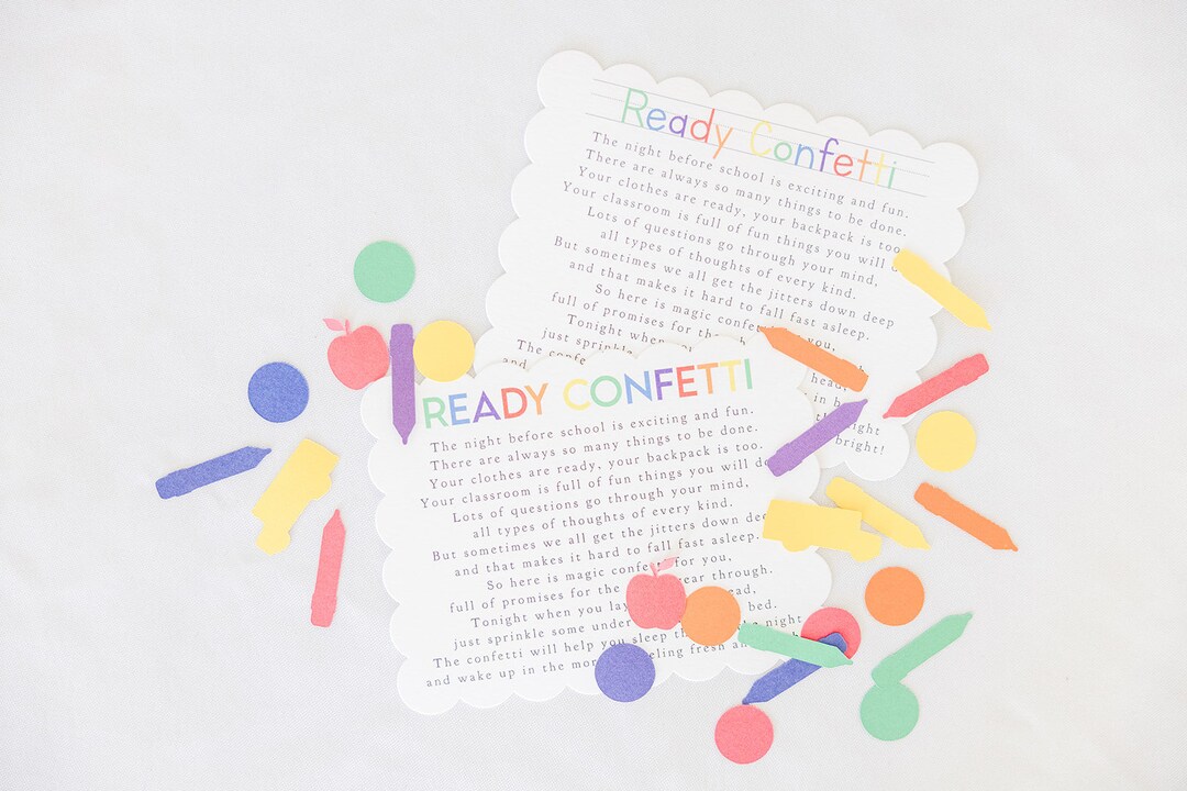 Ready Confetti, Back to School, First Day of School, School Year ...