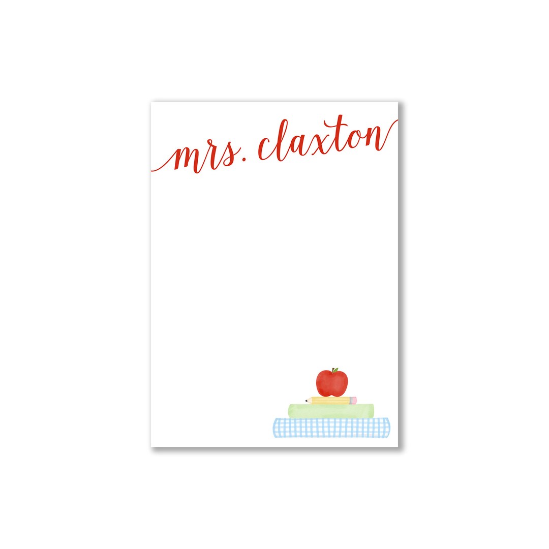 Big Books Teacher 5x7 Notepad, Notepad, To-do, Lists, Pad, Monogram ...