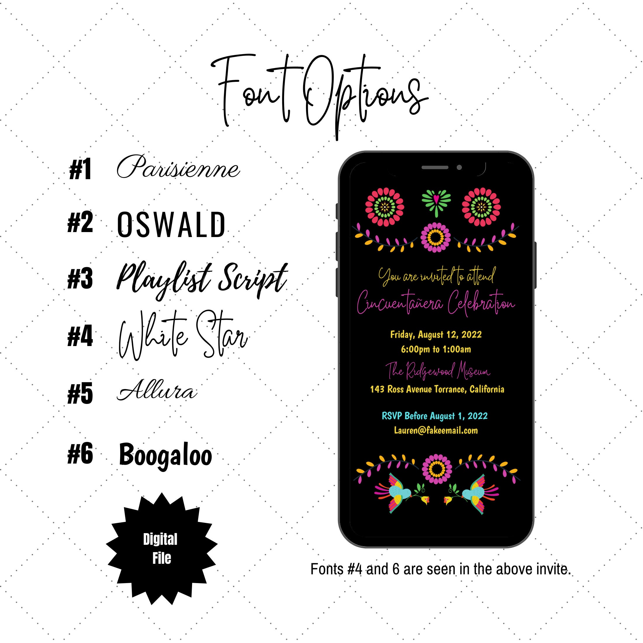 Cincuentanera Digital Invite, Custom Invite, Birthday Invite, Fiesta ...