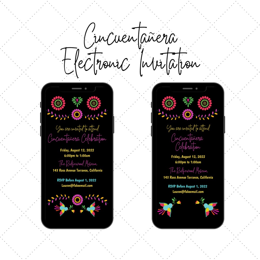 Cincuentanera Digital Invite, Custom Invite, Birthday Invite, Fiesta ...