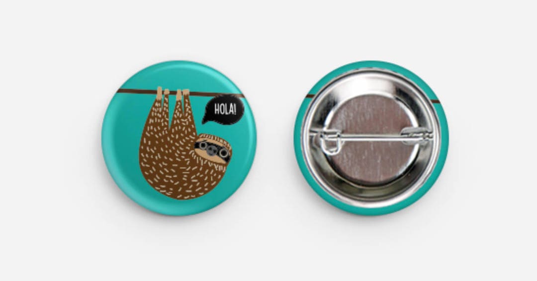 Sloth Round Button - Etsy