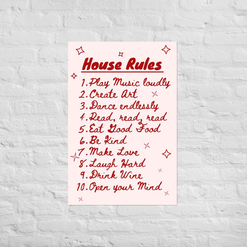 House Rules Poster – Playful Home Decor - Etsy