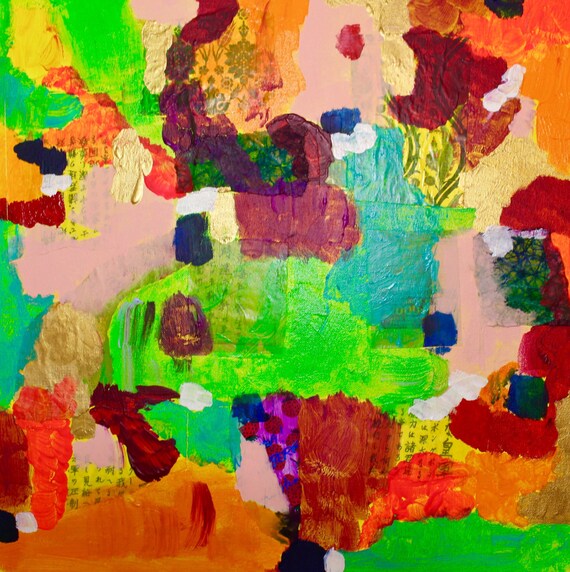 Medium Acrylic Multi-colored Collage 20X20 Original | Etsy