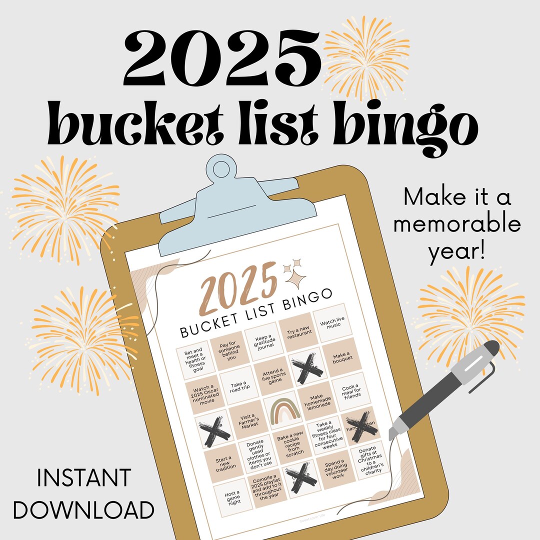 2025 Bucket List Bingo Printable - Etsy Australia
