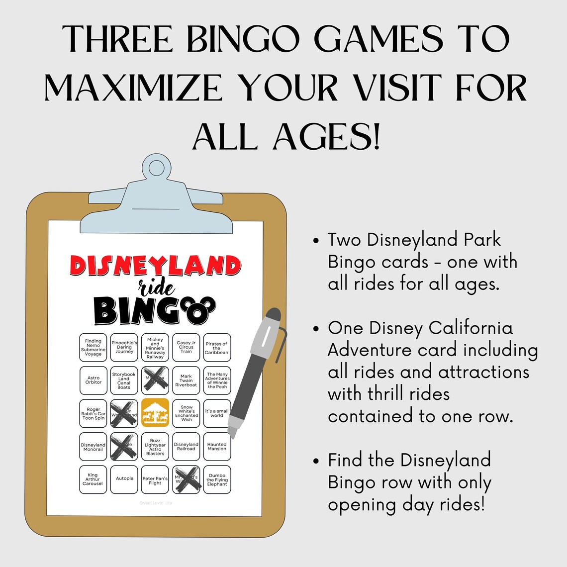 Disneyland Rides Bucket List Bingo Game - Etsy