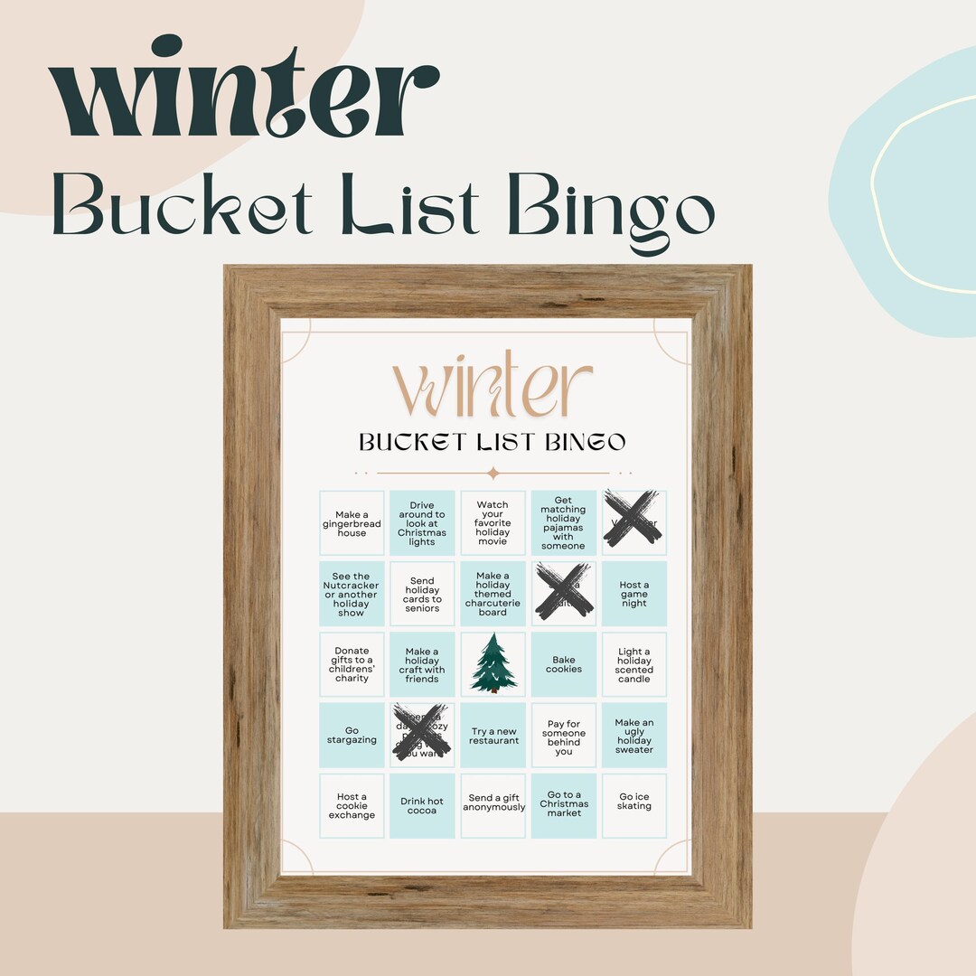 Printable Winter Bucket List Bingo Game - Etsy