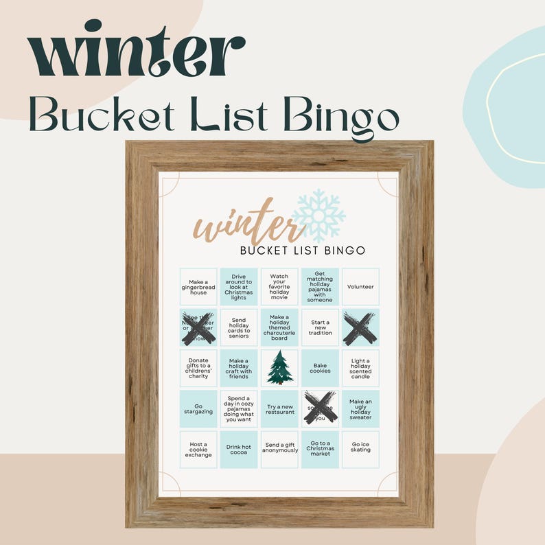 Printable Winter Bucket List Bingo Game - Etsy