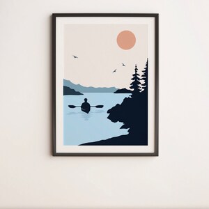 Kayak Wall Art, Kayak Boho Print, Digital Download, Camping Print ...