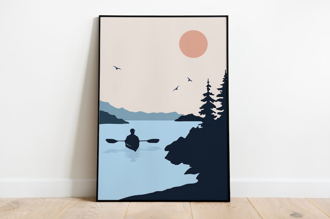 Kayak Wall Art, Kayak Boho Print, Digital Download, Camping Print ...