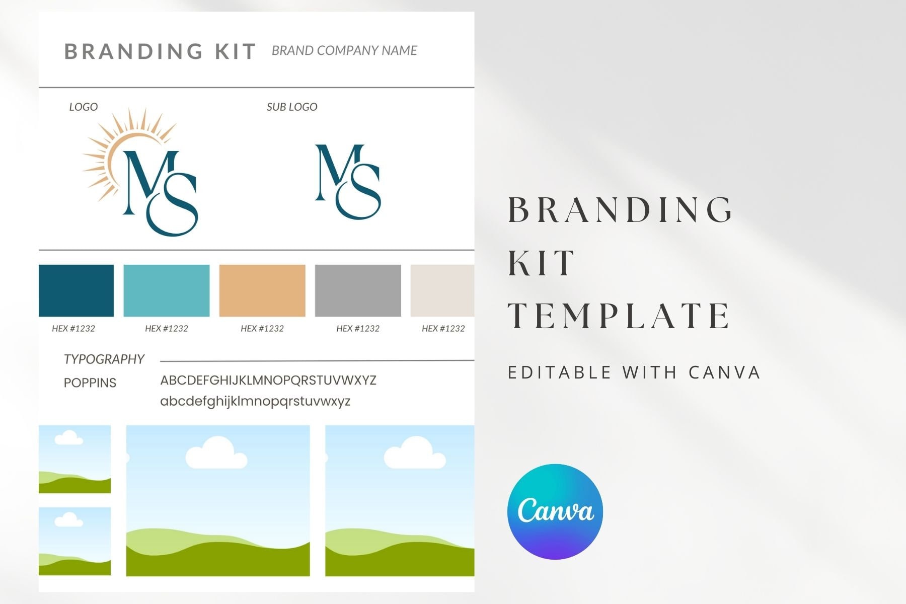 Brand Kit Template, Canva Template, Mini Brand Board Template, Branding ...