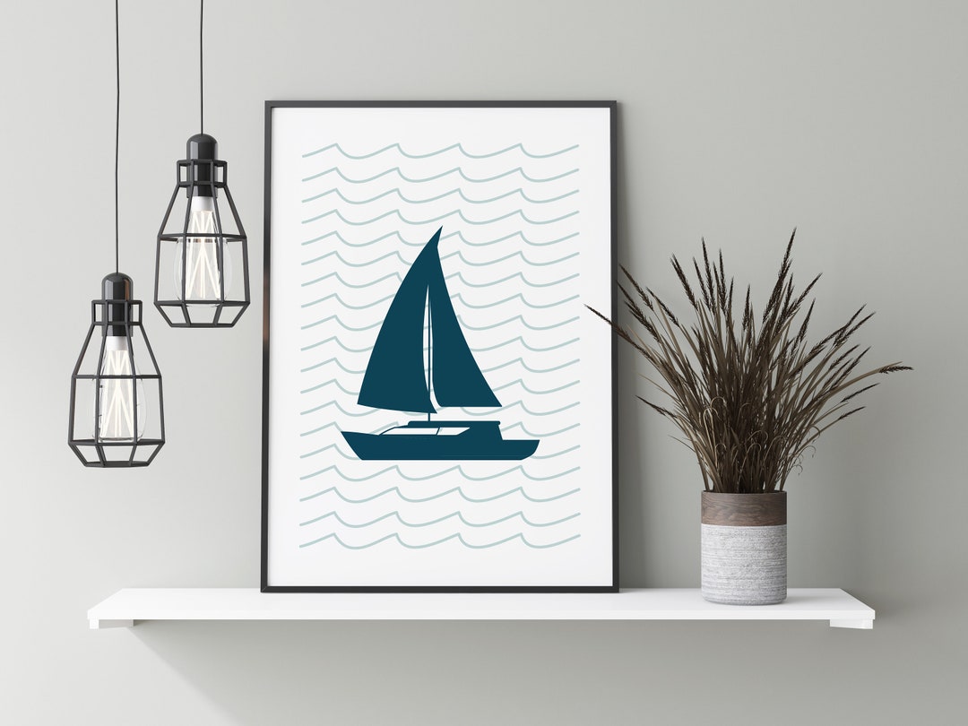 Sail Boat Print | Illustration Print | Nautical Print | Sail Boat Wall ...