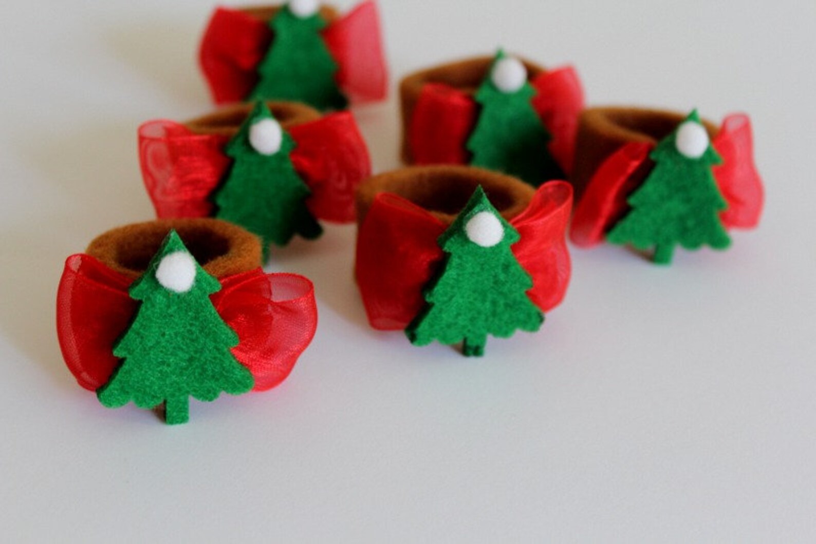 Christmas Napkin Ring Set of 6 Christmas Tree Table - Etsy