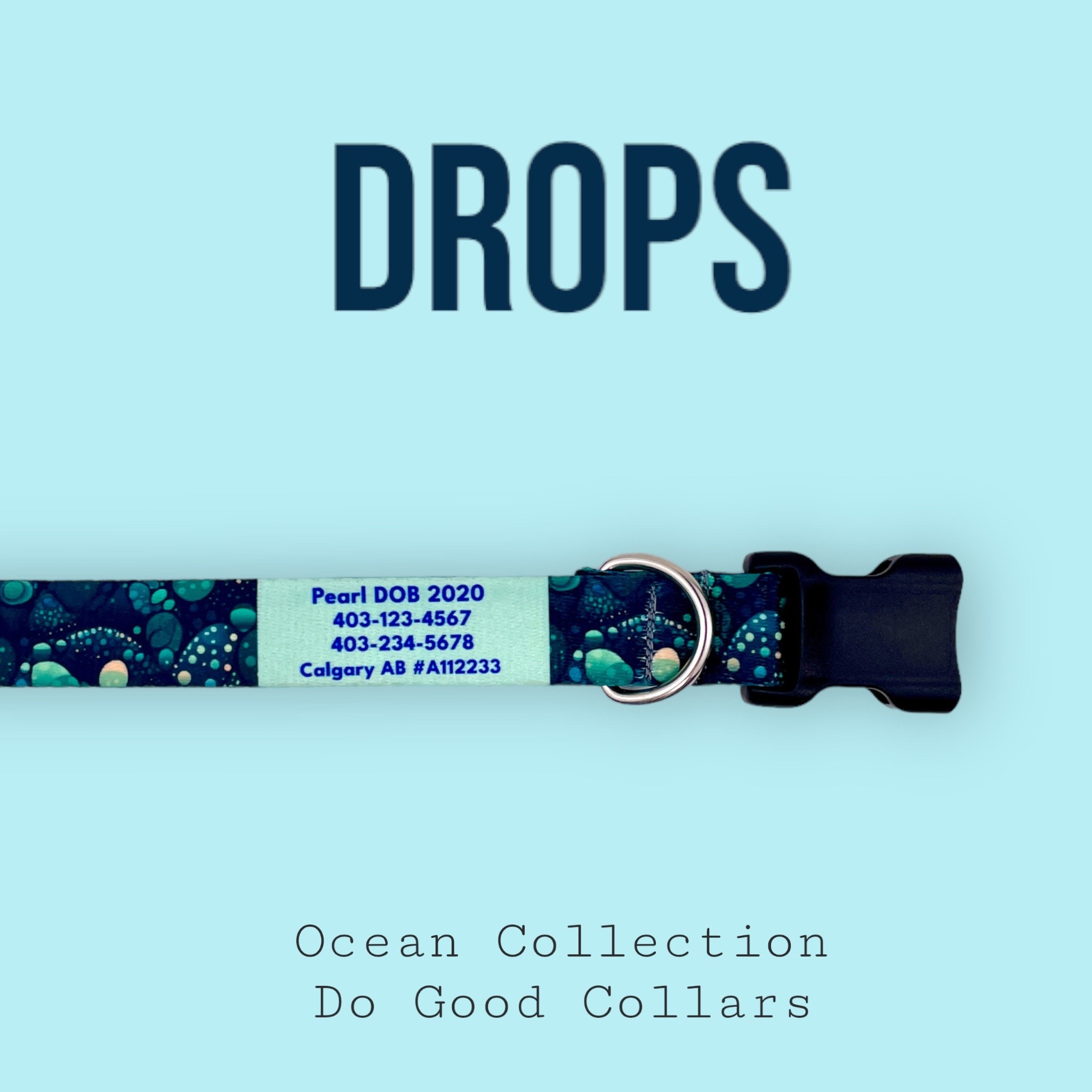 Water Drops Collar: Made From Recycled Webbing, Personalize With Your ...