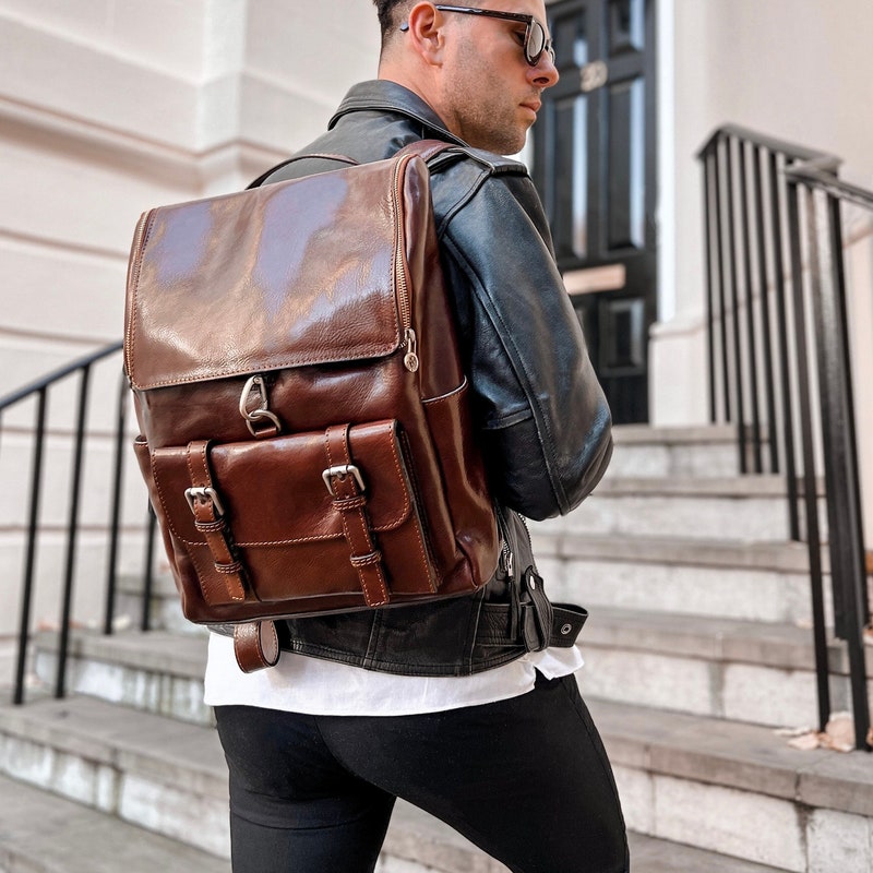Leather Backpack - Etsy New Zealand