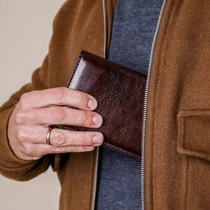 A Leather Coat Wallet for Men, Long Brown Wallet, Cardholder, Bitfold ...