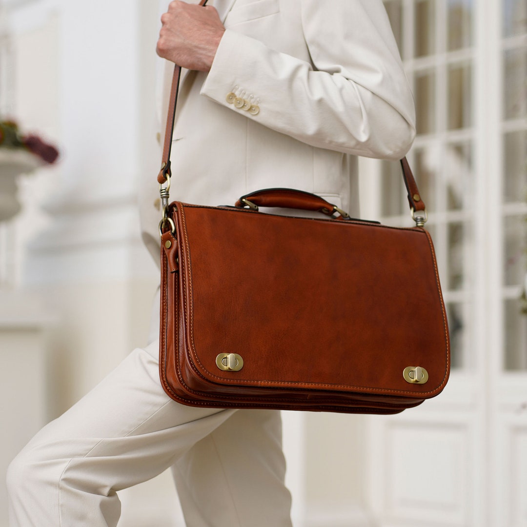 Messenger Bag for Men, Lawyer Briefcase, Leather 15 Inch Laptop Bag ...