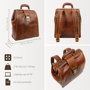 Large Leather Backpack for Men, Tan Leather Rucksack, Carry on Bag, 15 ...