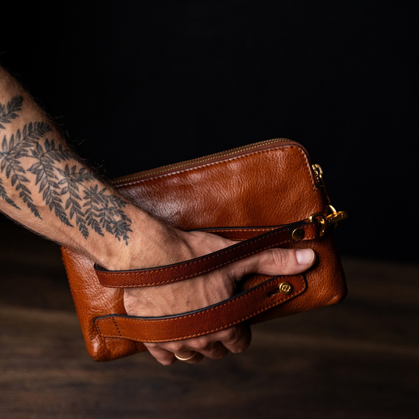Leather Clutch for Men, Brown Genuine Leather Purse, Wrist Bag for Men ...