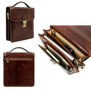 Small Leather Briefcase for Men Full Grain Leather Handbag - Etsy
